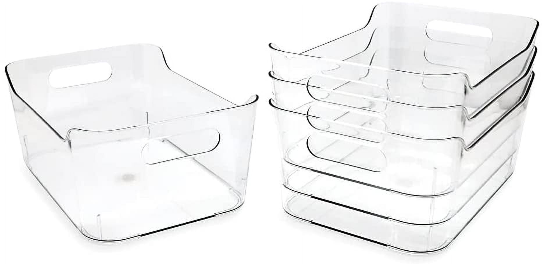 4-Pack Small Clear Storage Bins (9.4” x 6.7” x 4.1”) w/ Handles ...