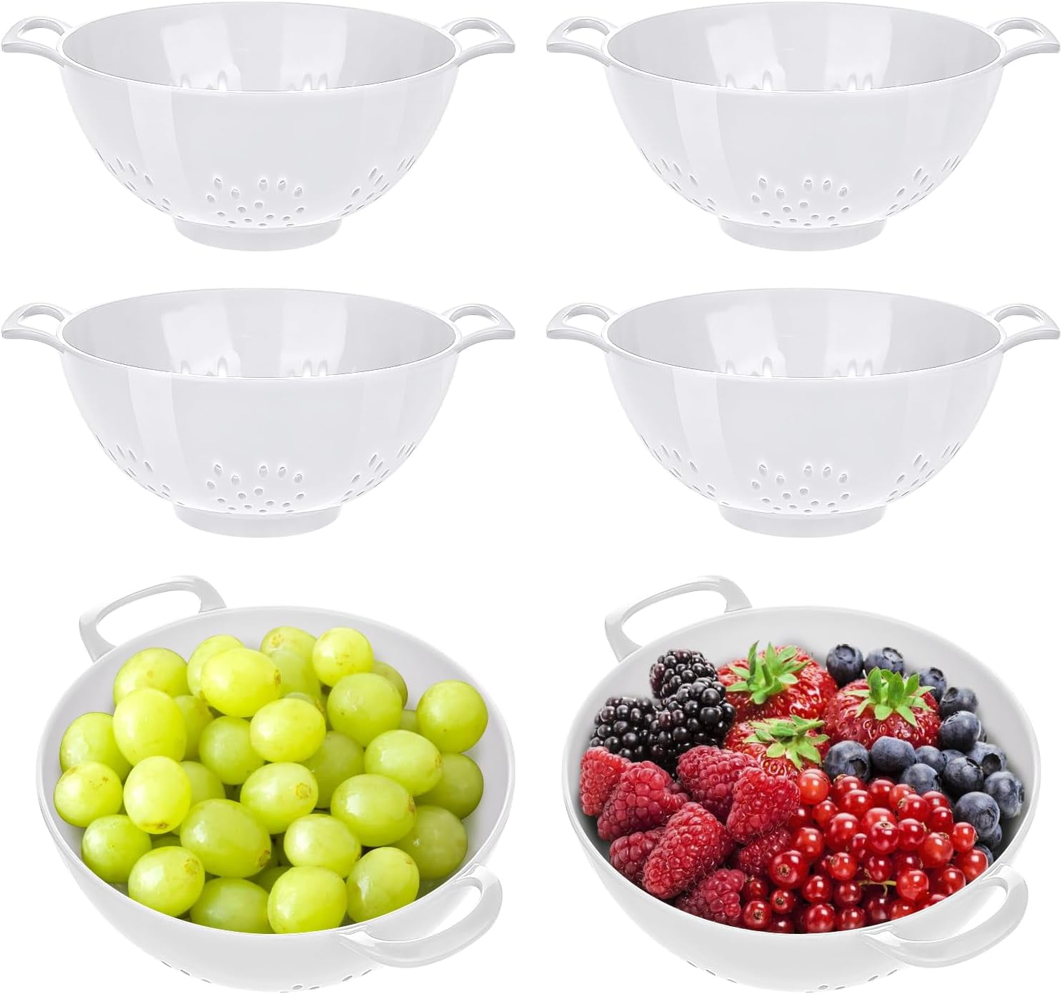 4 Pack Small Colander for Kitchen White Mini Plastic Strainer Dish Safe ...