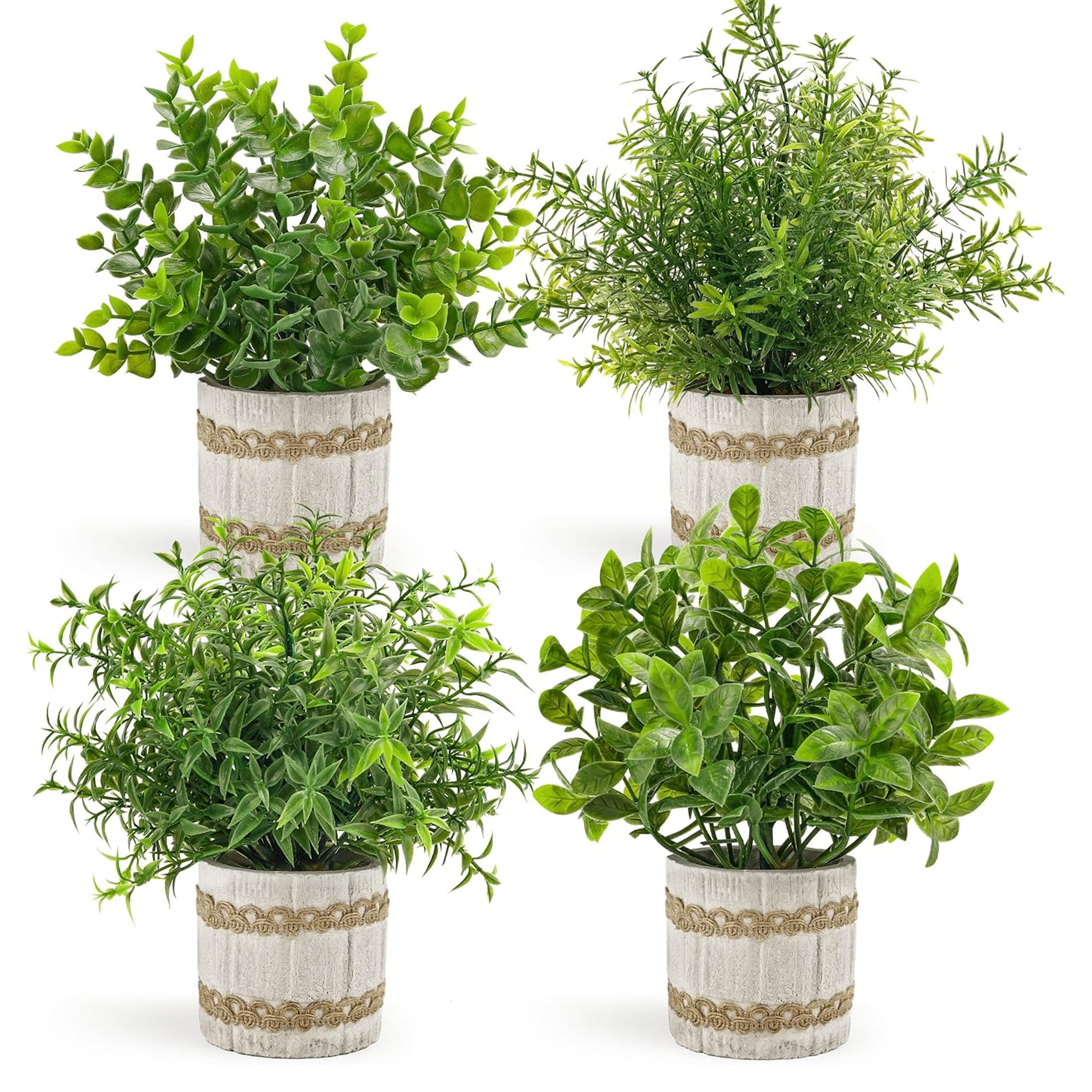 4 Pack Small Fake Plants Mini Artificial in Natural Farmhouse Paper ...
