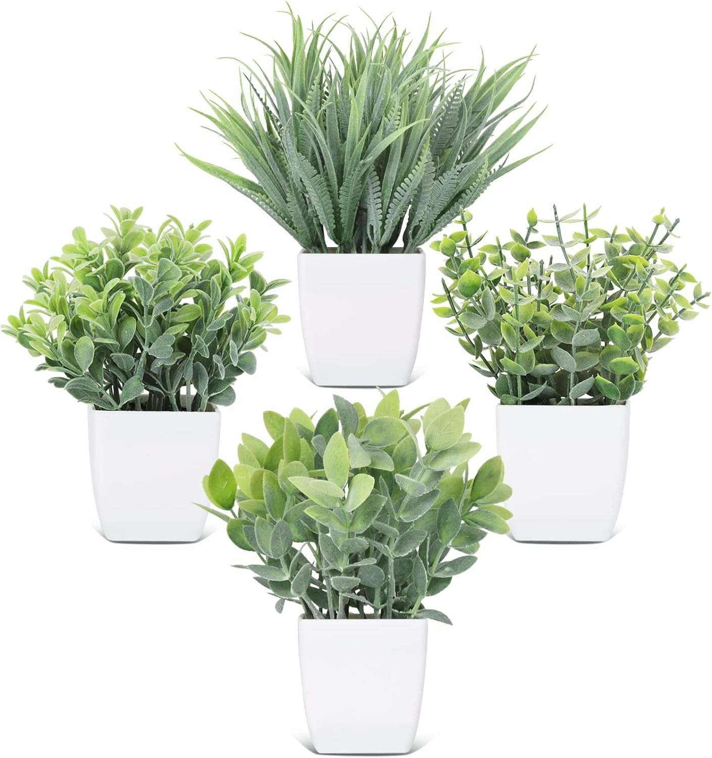 4 Pack Small Faux Plants for Office Desk Fake Mini Potted Plants for ...