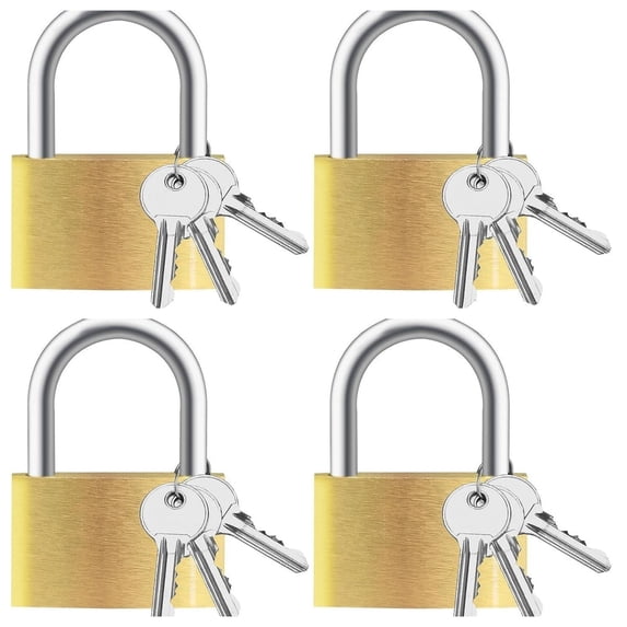 4 Pack Small Padlock with Key, 20mm Solid Brass Padlock with Key, Solid ...
