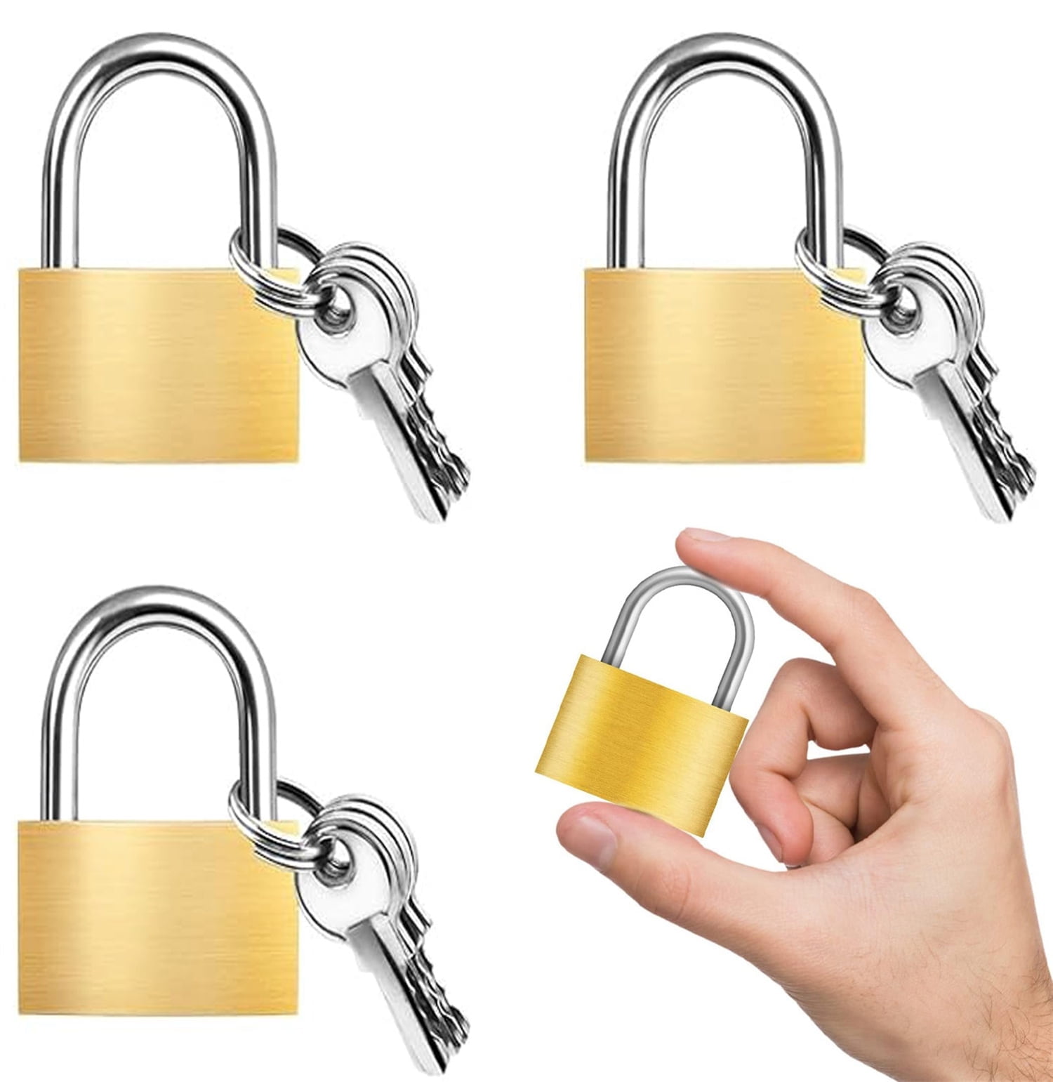 4 Pack Small Padlocks with 12 Pcs Keys,Happon 30mm Mini Padlock Weatherproof Outdoor Padlock ...