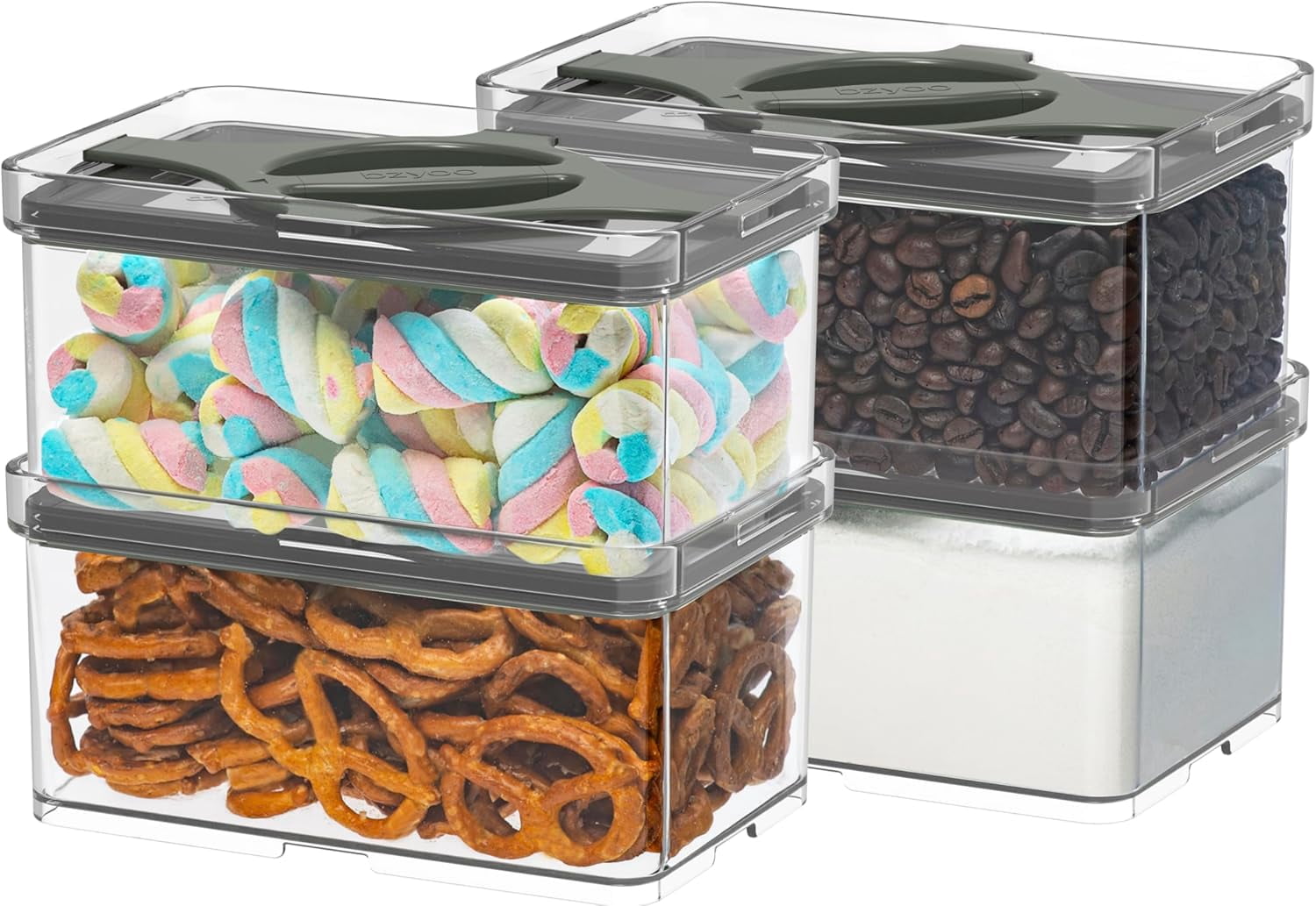 4-Pack Small Pantry Containers, 0.8 QT/0.76 L Clear SAN Storage ...