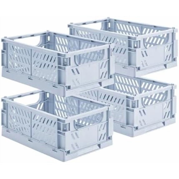 4-Pack Small Pastel Plastic Storage Baskets, Collapsible Crates for ...