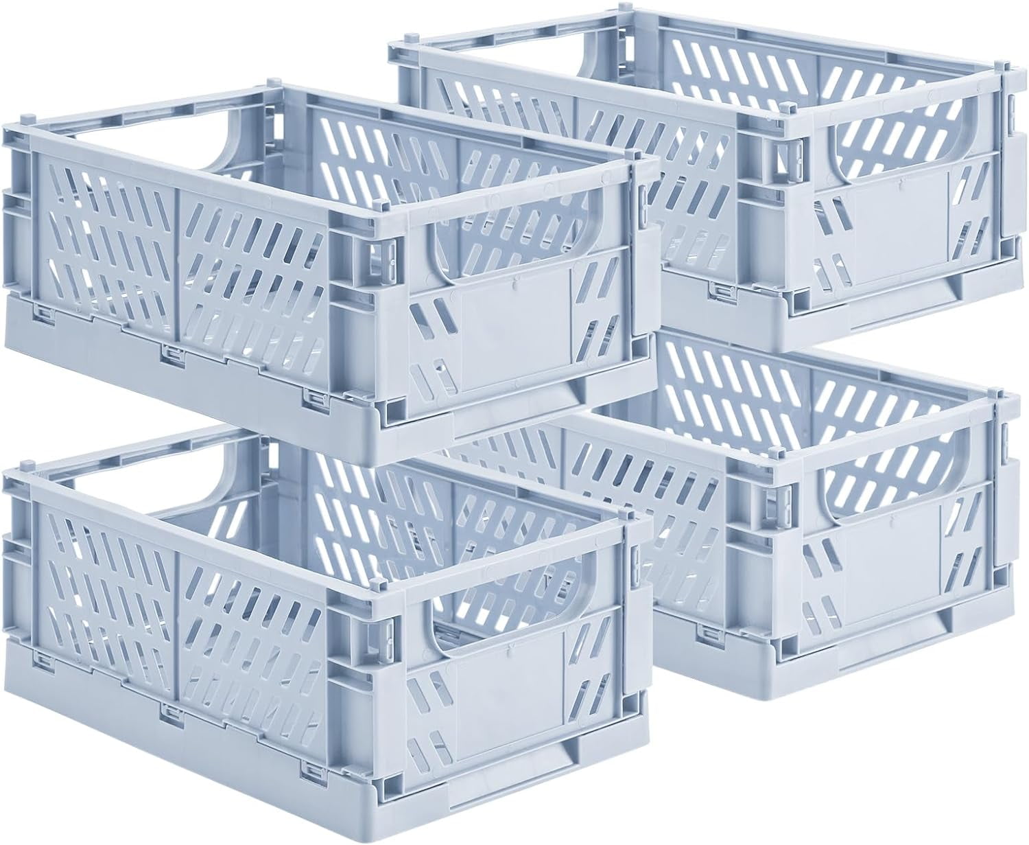 4-Pack Small Pastel Plastic Storage Baskets, Collapsible Crates for ...