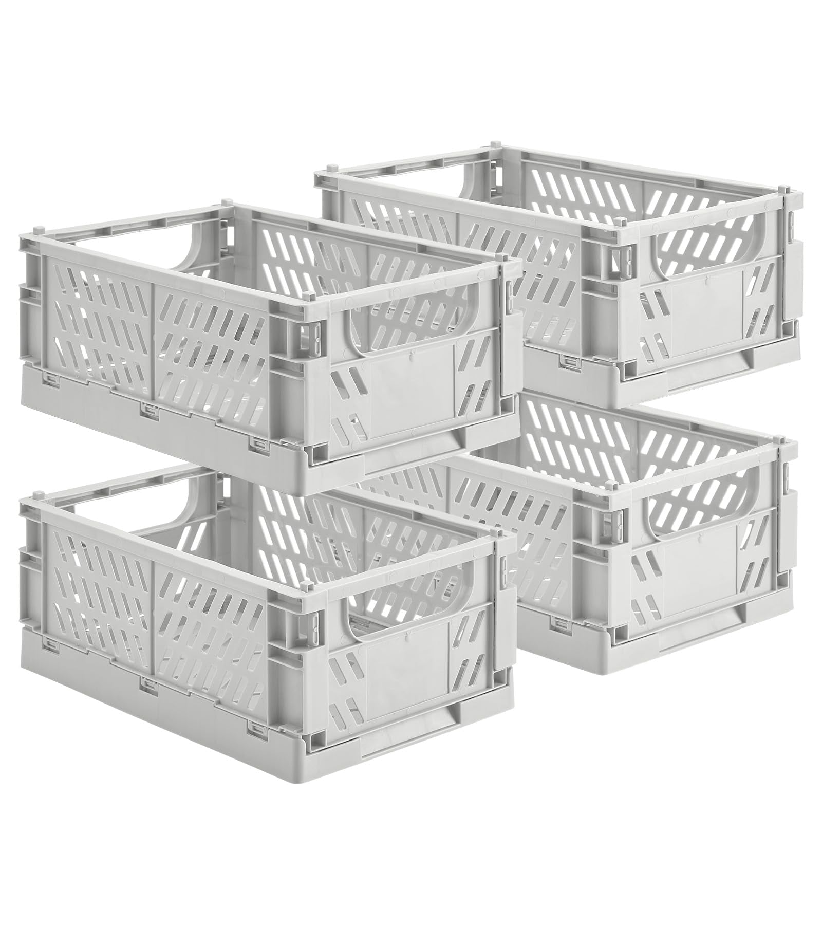 4-Pack Small Pastel Plastic Storage Baskets, Collapsible Crates for ...