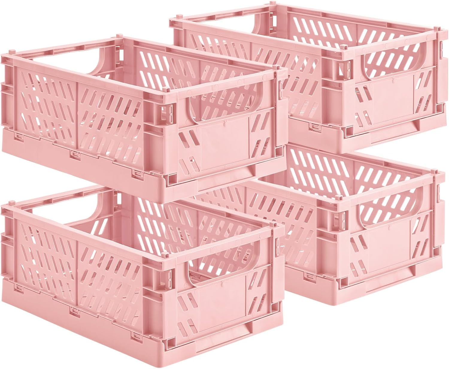 4-Pack Small Pastel Plastic Storage Baskets, Collapsible Crates for ...