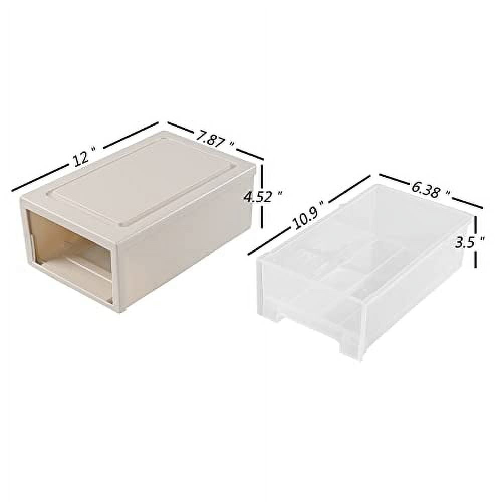 4 Pack Small Plastic Desktop Chest Of Drawers, 6 Quart Stackable ...