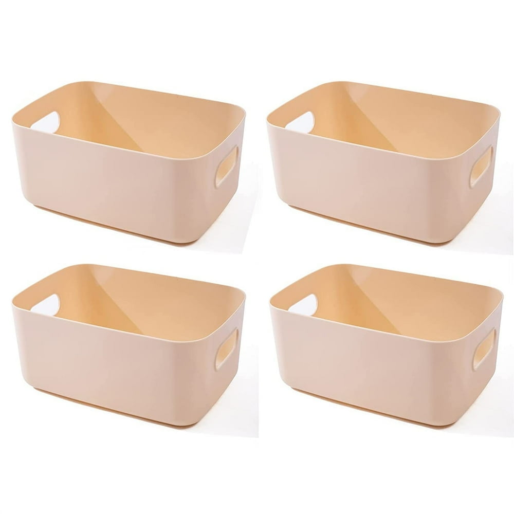 4 Pack Small Plastic Portable Storage Container Bin with Handles ...