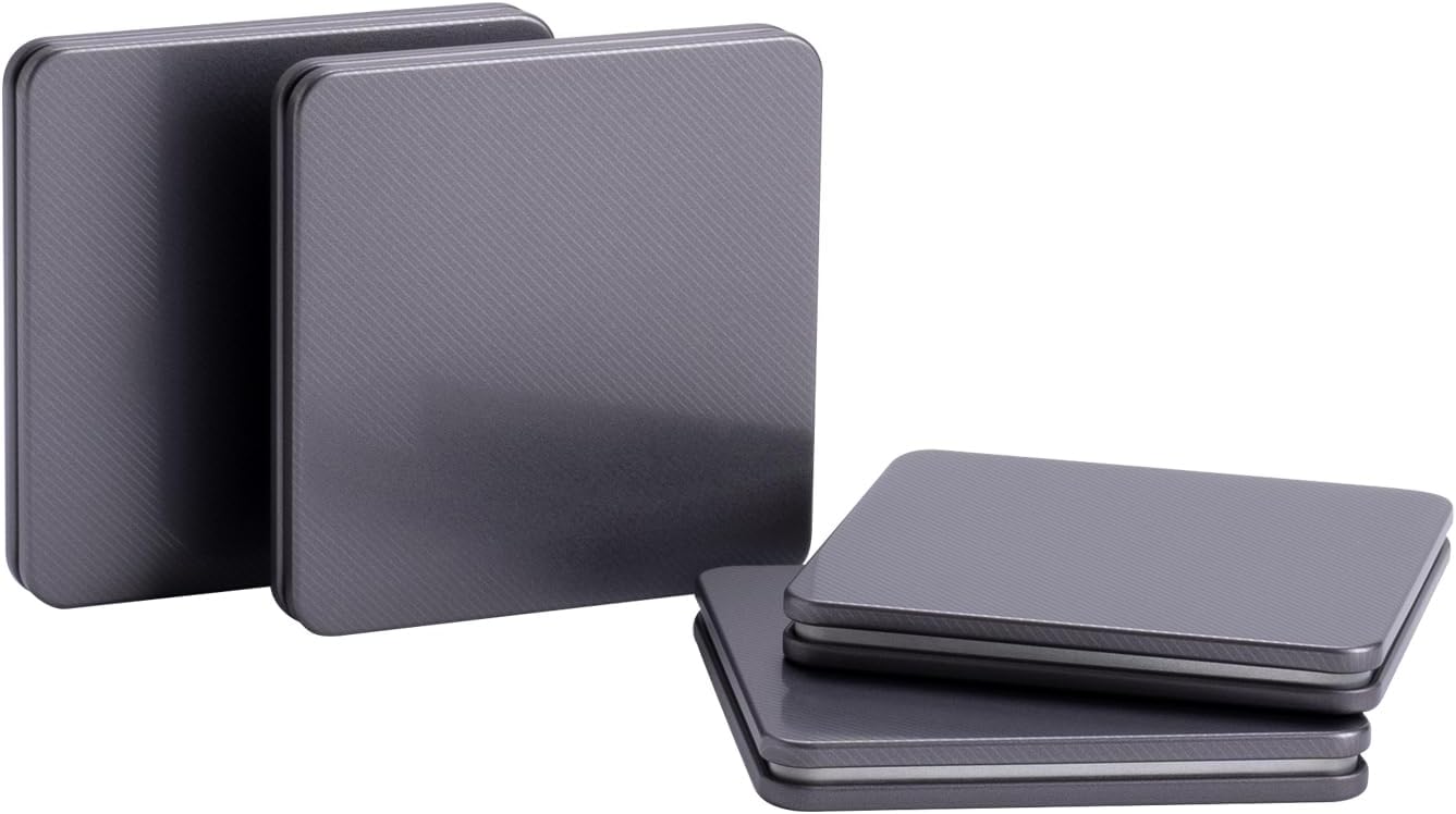 4 Pack Small Square Tin Box with Detachable Lid Portable Metal Empty ...