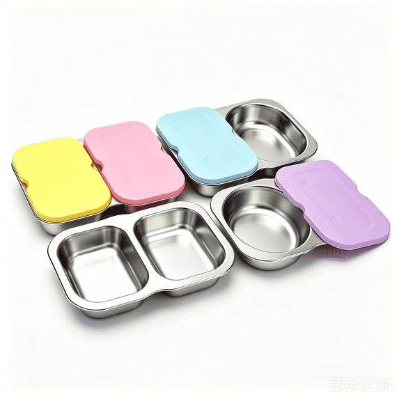 4 Pack Small Stainless Steel 2-Compartment Snack Containers with Lids ...