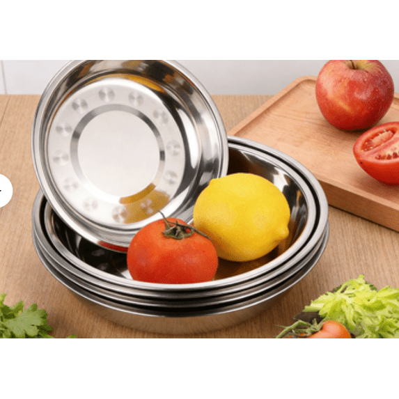 4-Pack Small Stainless Steel Dinner Plate, Round Plates, 6.3 INCH ...