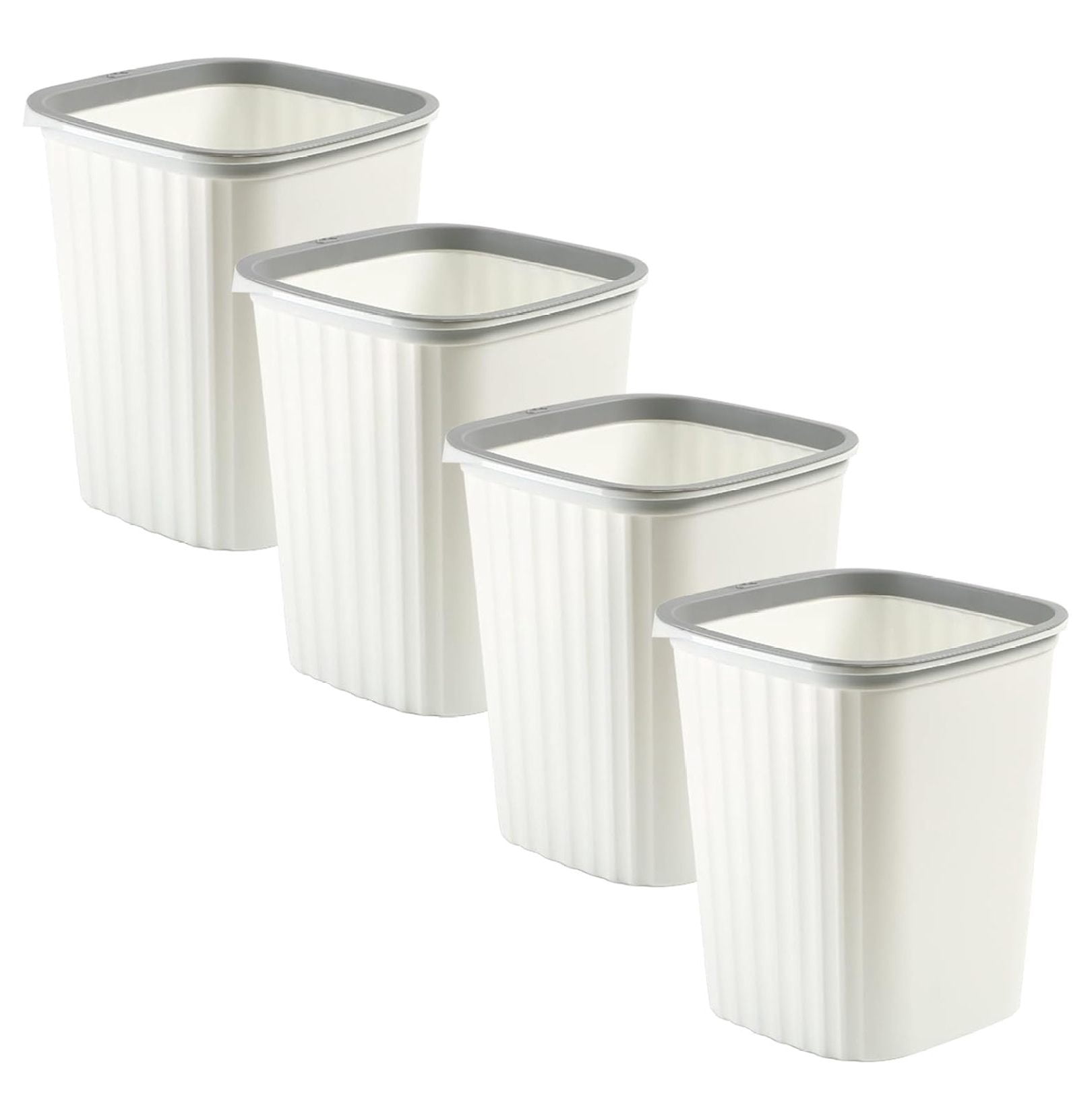 4 Pack Small Trash Can Wastebaskets, 3.7 Gallon/14-Liter Plastic ...