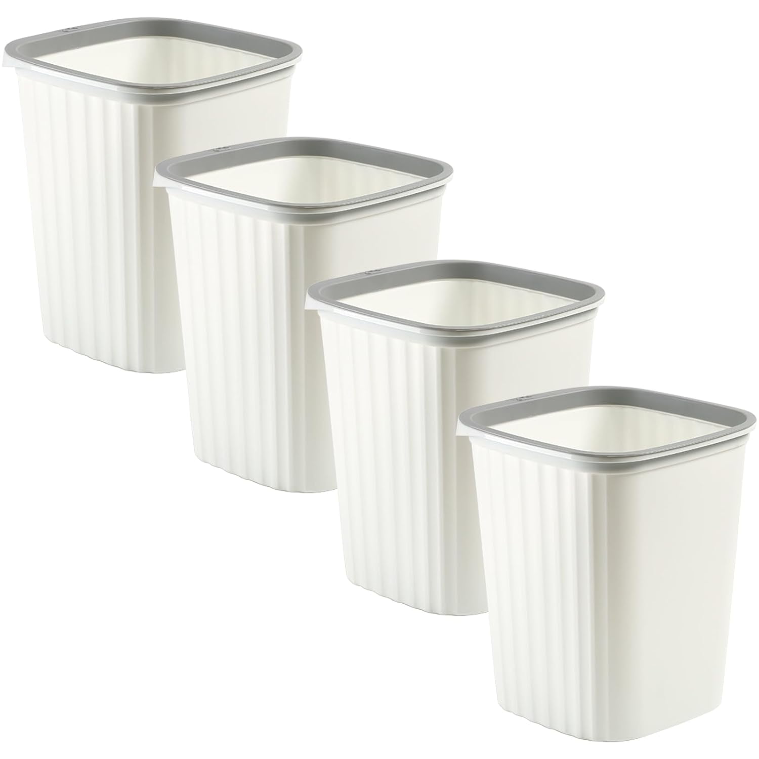 4 Pack Small Trash Can Wastebaskets, 3.7 Gallon/14-Liter Plastic ...