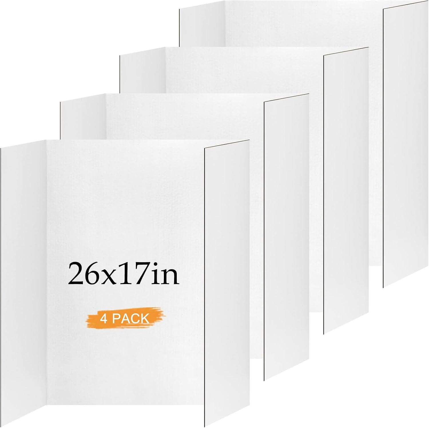 4 Pack Small Trifold Poster Board 26 x 17 Inch White Corrugated Project ...