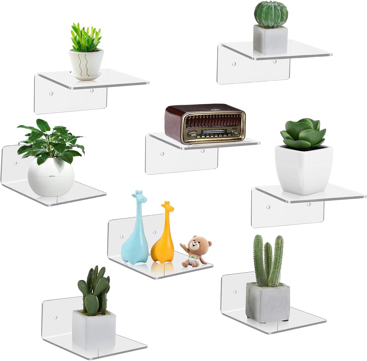 4 Pack Small Wall Shelf, 4'' Acrylic Wall Shelves Display Ledges for ...