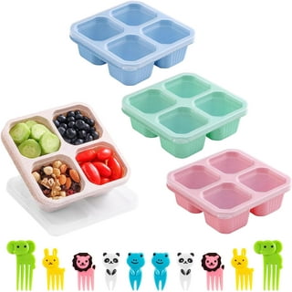 Retrok 4pcs 600ml Bento Lunch Boxes with Lids 4 Compartment Meal Prep ...