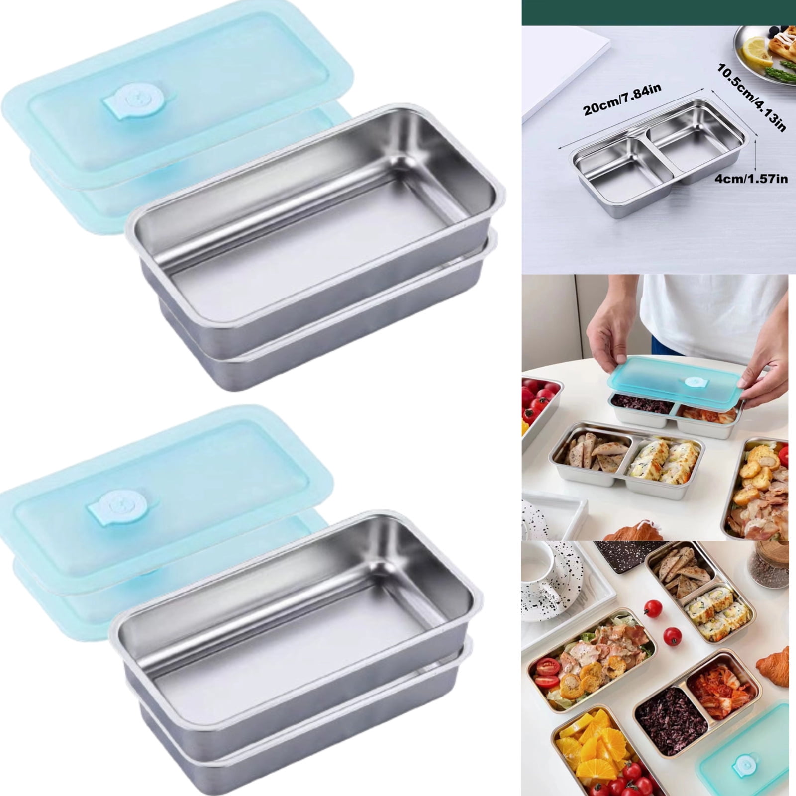 4 Pack Snack Containers, Stainless Steel No Compartment Snack ...