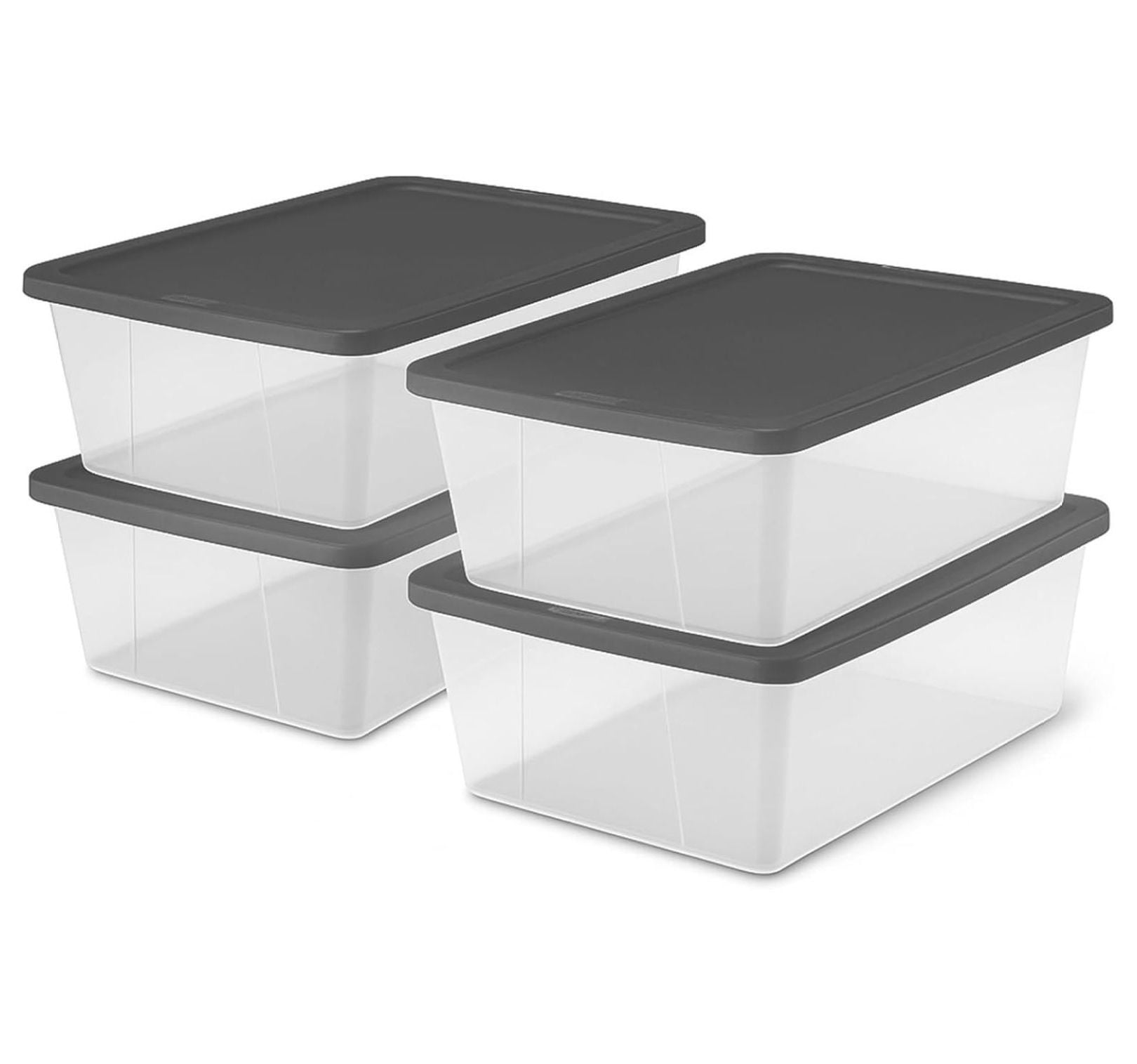 4-Pack Snaplock, Small Clear Plastic Storage Organizer Bins w/Lids, 12 ...