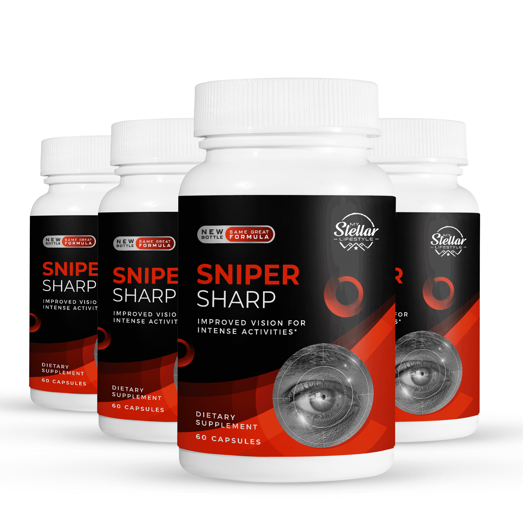 4 Pack Sniper Sharp, improved vision for intense activities-60 Capsules ...