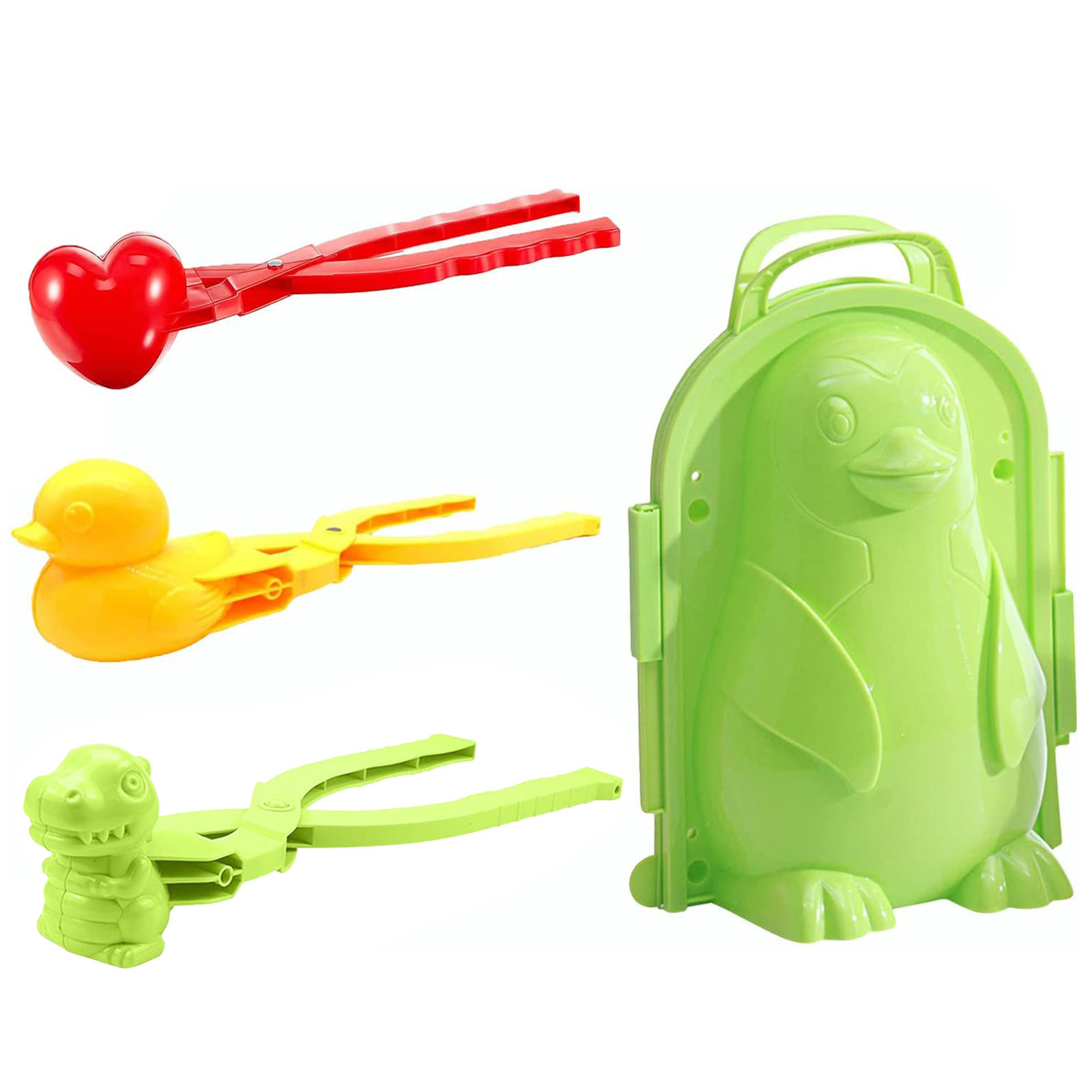 4 Pack Snow Toys Kit Snowball Maker Tools Ducks Love Heart Penguin Snow ...
