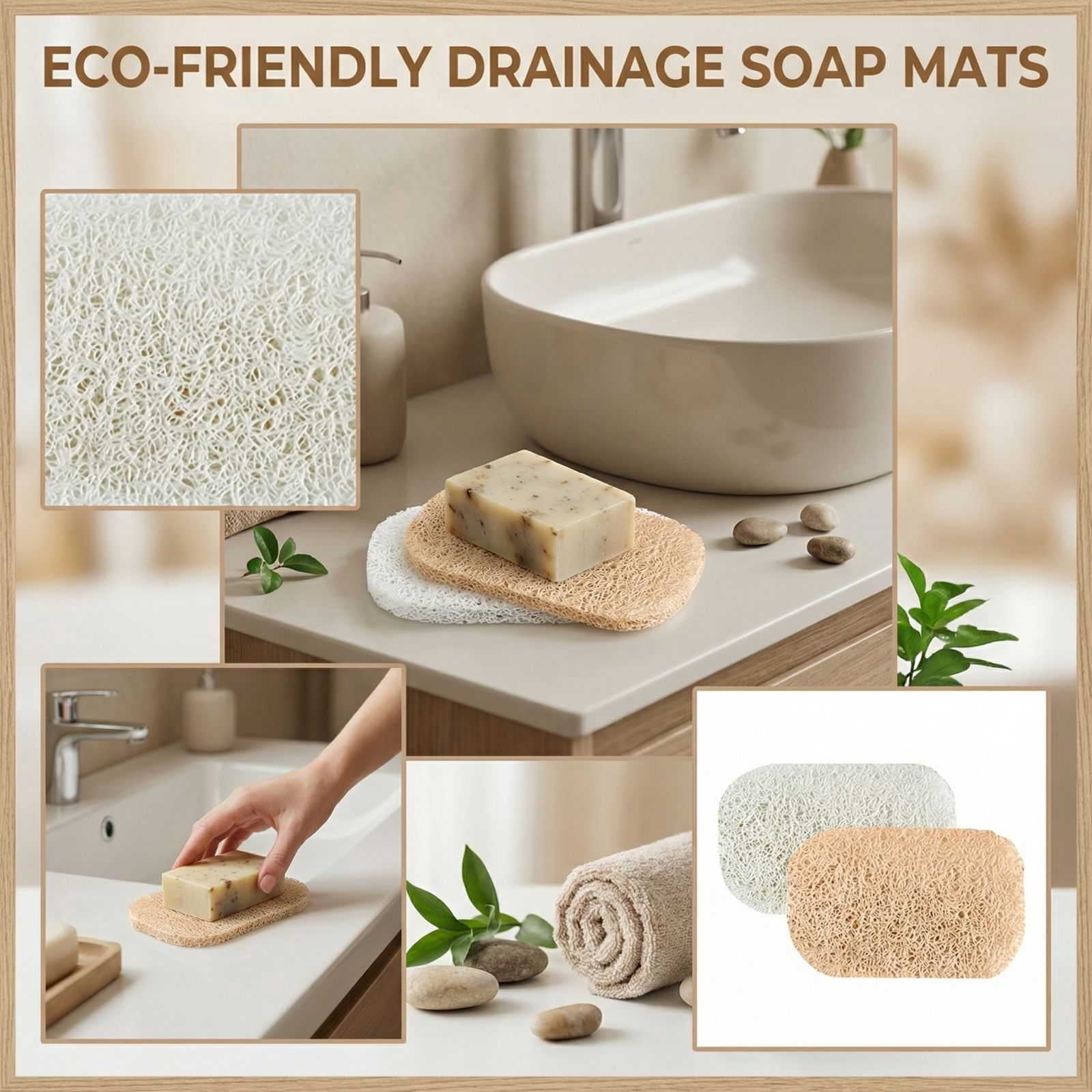 4-Pack Soap Mat - Eco-Friendly, Mold-Resistant, Creative Design With ...