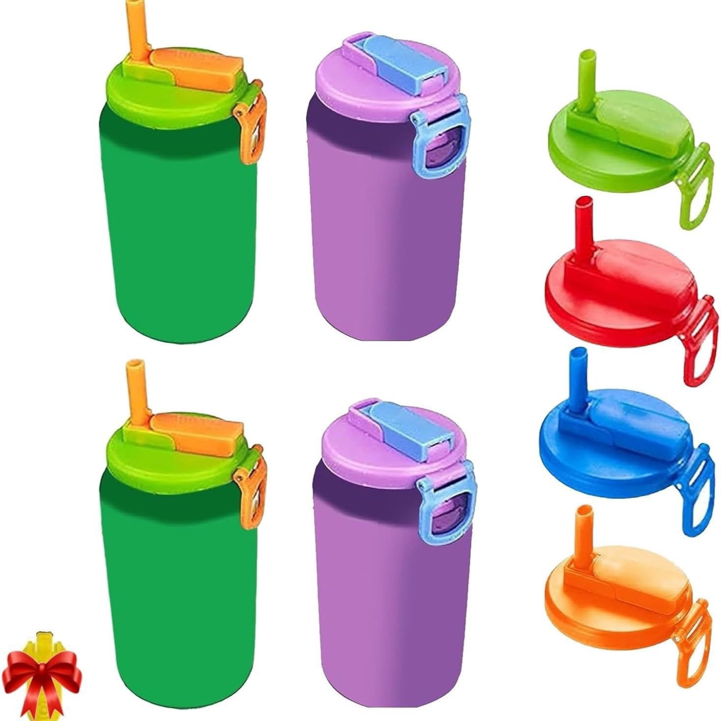 4-Pack Soda Can Lids - 3 Sizes Can Covers with Silicone Straws ...