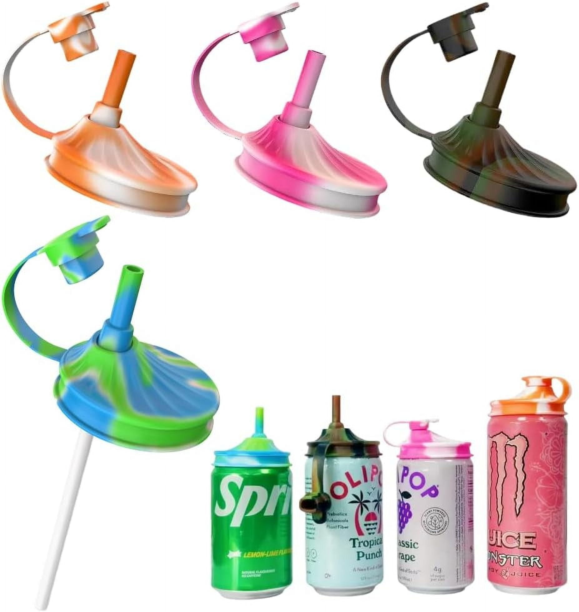 4 Pack Soda Can Lids with Straw,Silicone Soda Can Covers,Pop Can Cover ...