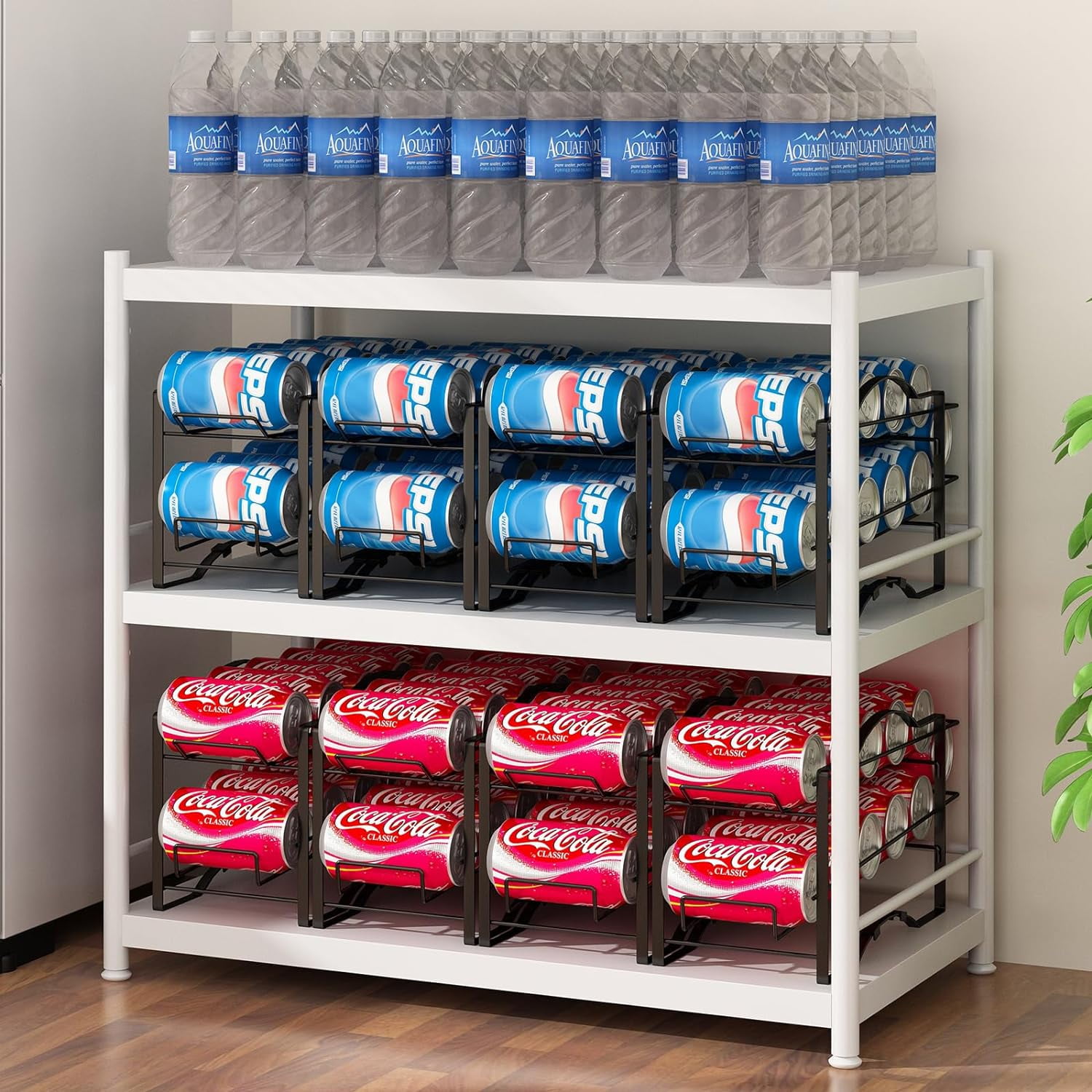 4 Pack Soda Can Organizer Rack for Pantry, Stackable Beverage Soda Can ...