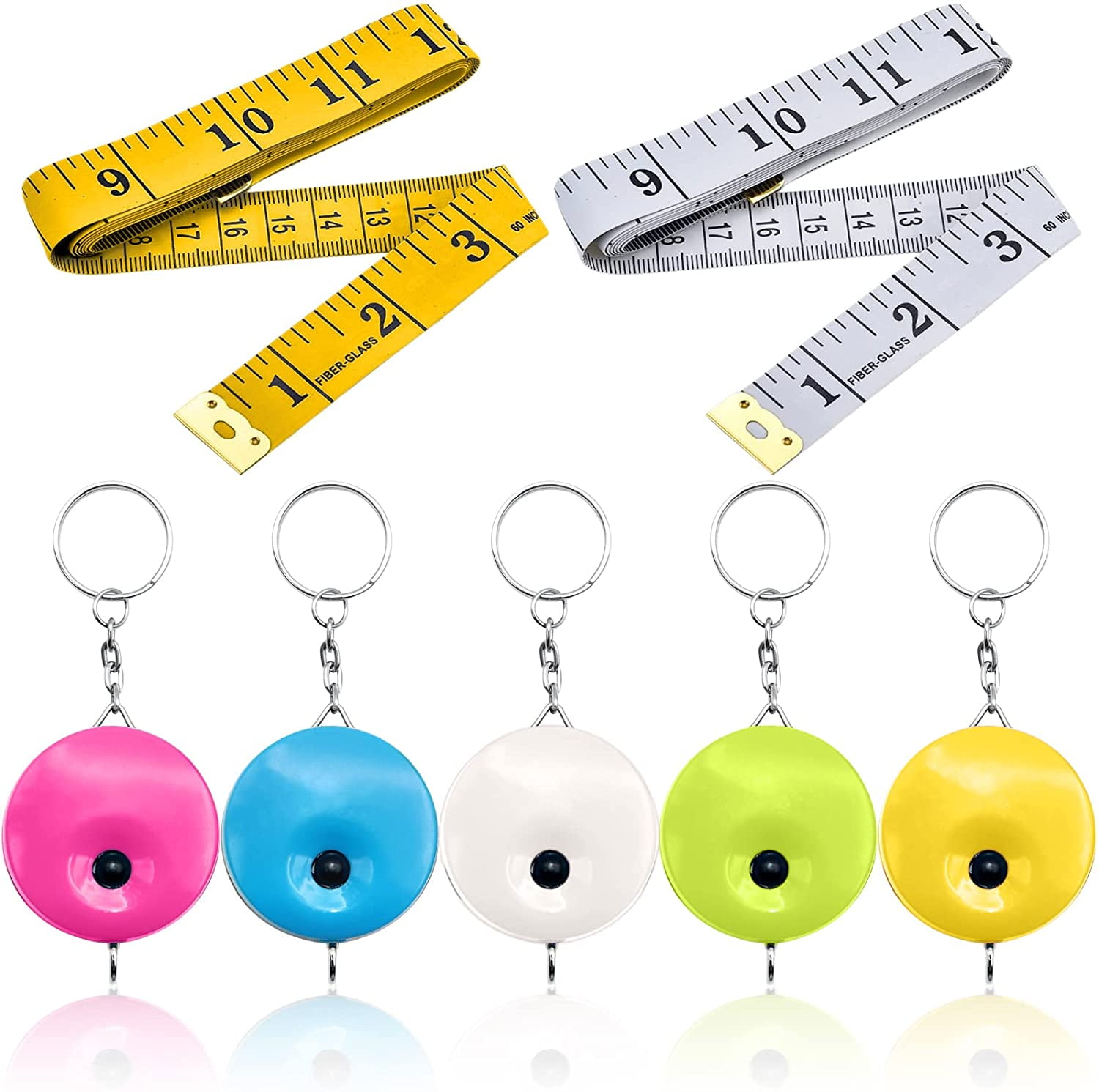 4 Pack Soft Tape Measure, 4 Colors,60 inch,1.5m, Push Button Measuring ...