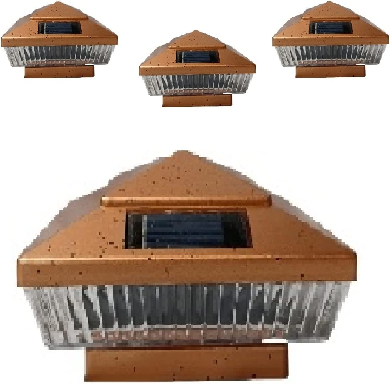 4 Pack Solar 4X4" Fence Post Cap Light with FIVE LED Bulbs COPPER ...