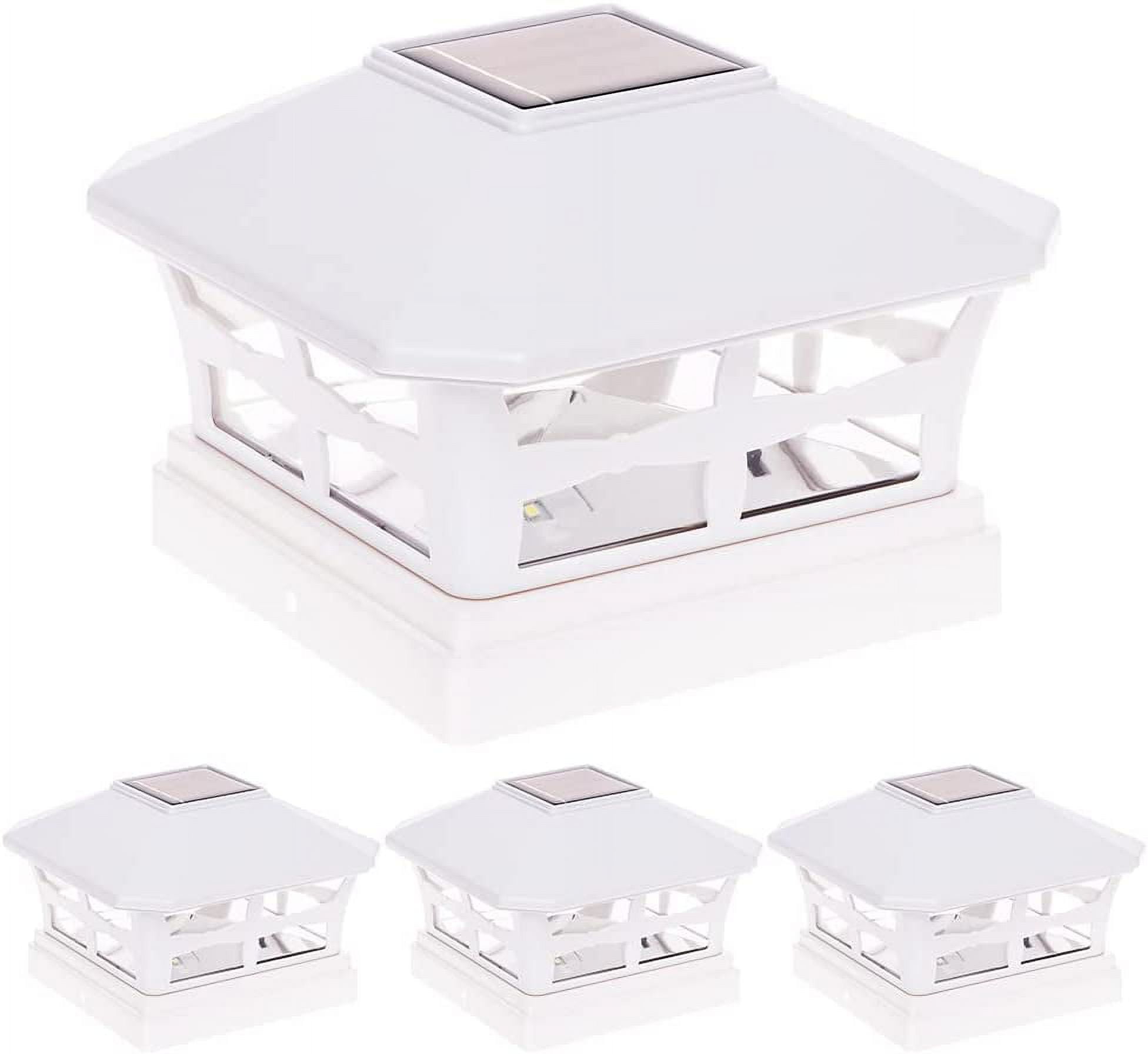 4 Pack Solar 4X4" Fence Post Cap Light with One LED Bulbs Off White ...