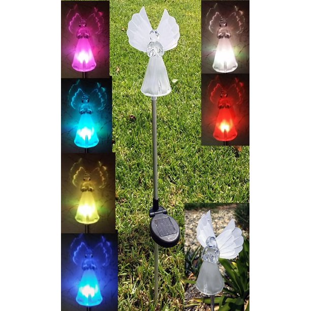 4 Pack Solar Angel with Fiber Optic Wings Pathway Lawn Patio LED Yard ...
