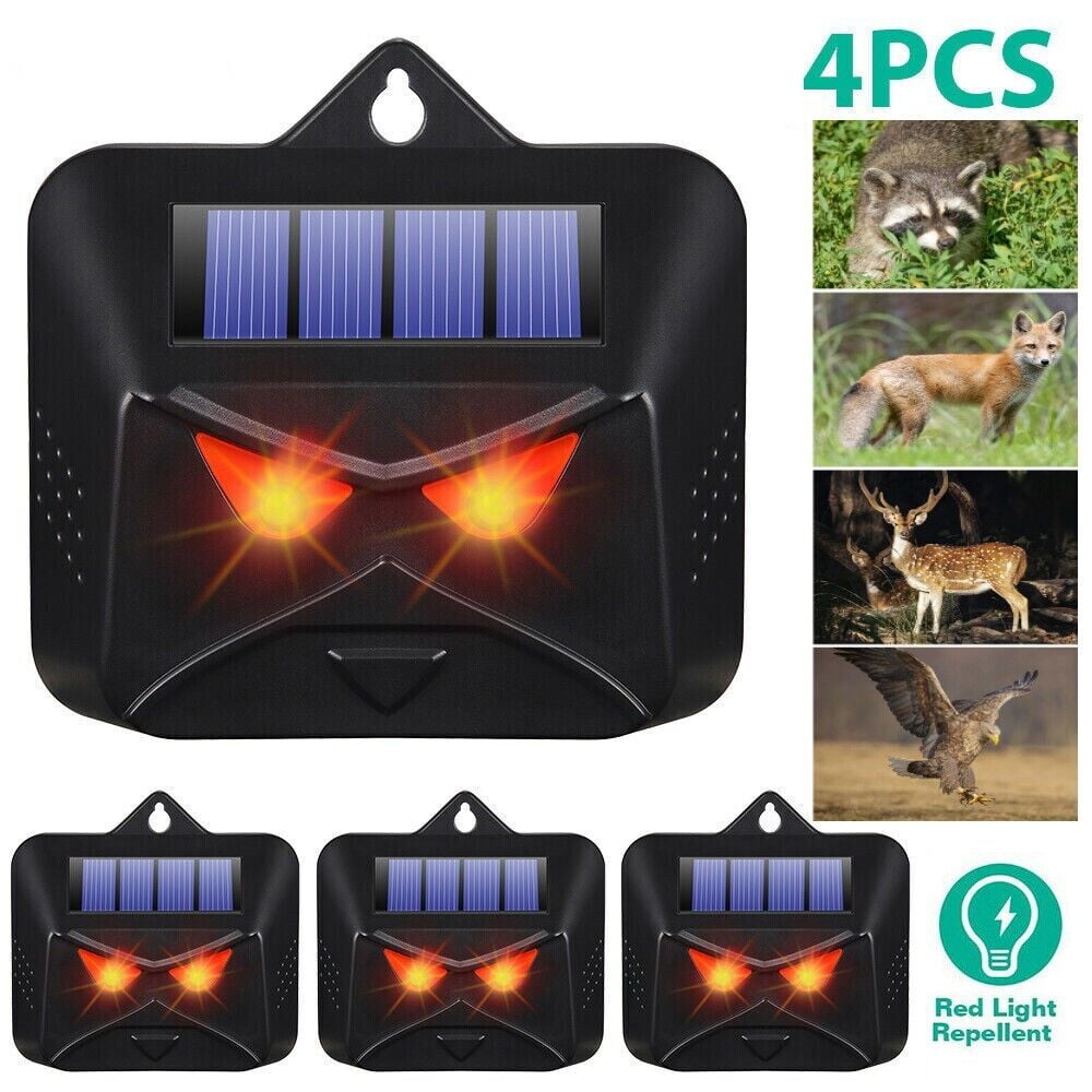 4 Pack Solar Animal Repeller with Red LED Lights, Outdoor Night Guard ...