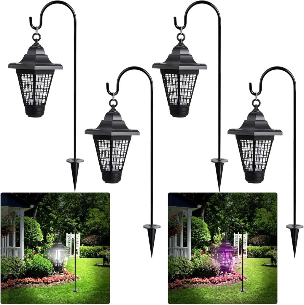 4 Pack Solar Bug Zapper Outdoor Waterproof Mosquito Zapper Outdoor ...
