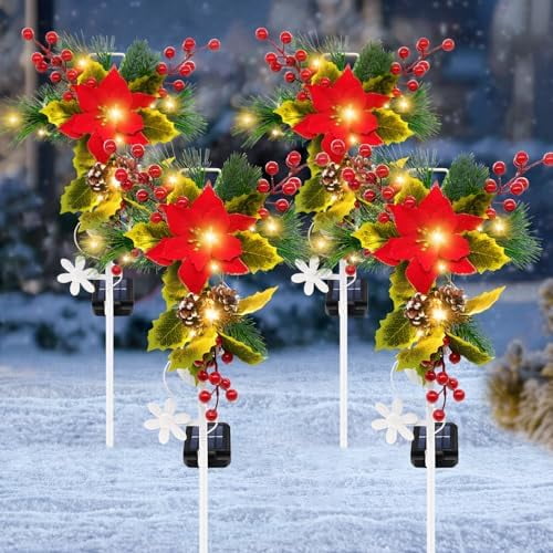 4 Pack Solar Christmas Decorations Outdoor, 32 Inch Solar Christmas ...