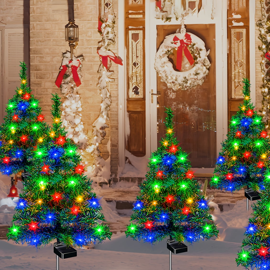 4-Pack Solar Christmas Tree Lights - Energy-Saving Outdoor Decorative ...