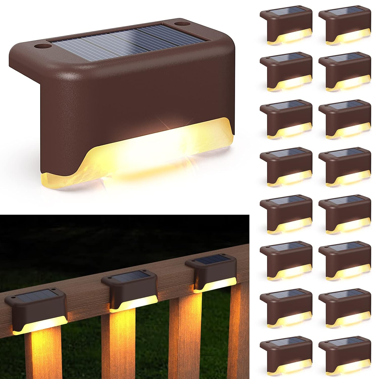 Solar Deck Lights Outdoor 12 Pack, Solar Step Lights Waterproof Led ...
