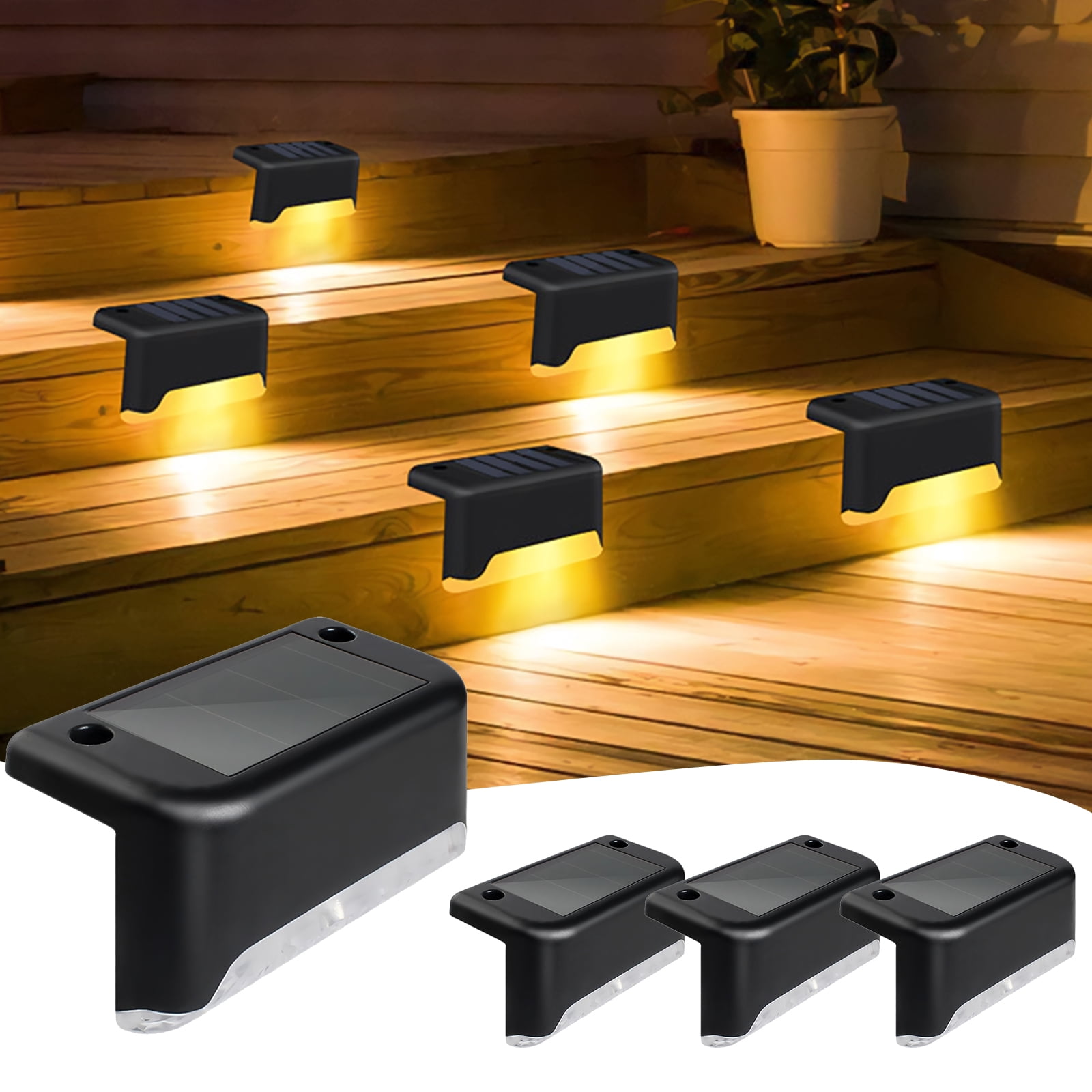 4 Pack Solar Deck Lights Outdoor, Solar Step Lights Waterproof LED ...