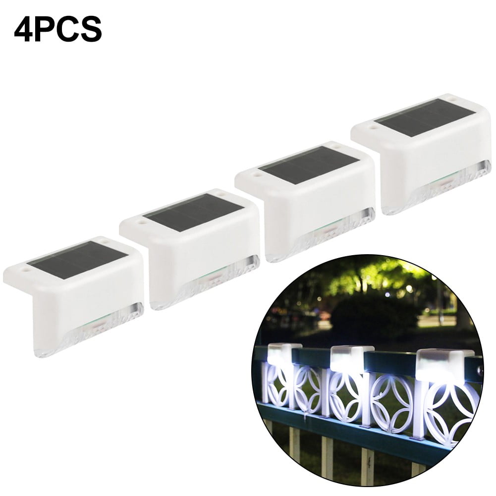 4 Pack Solar Fence Lights LED Waterproof Outdoor Solar Power LED Stair ...