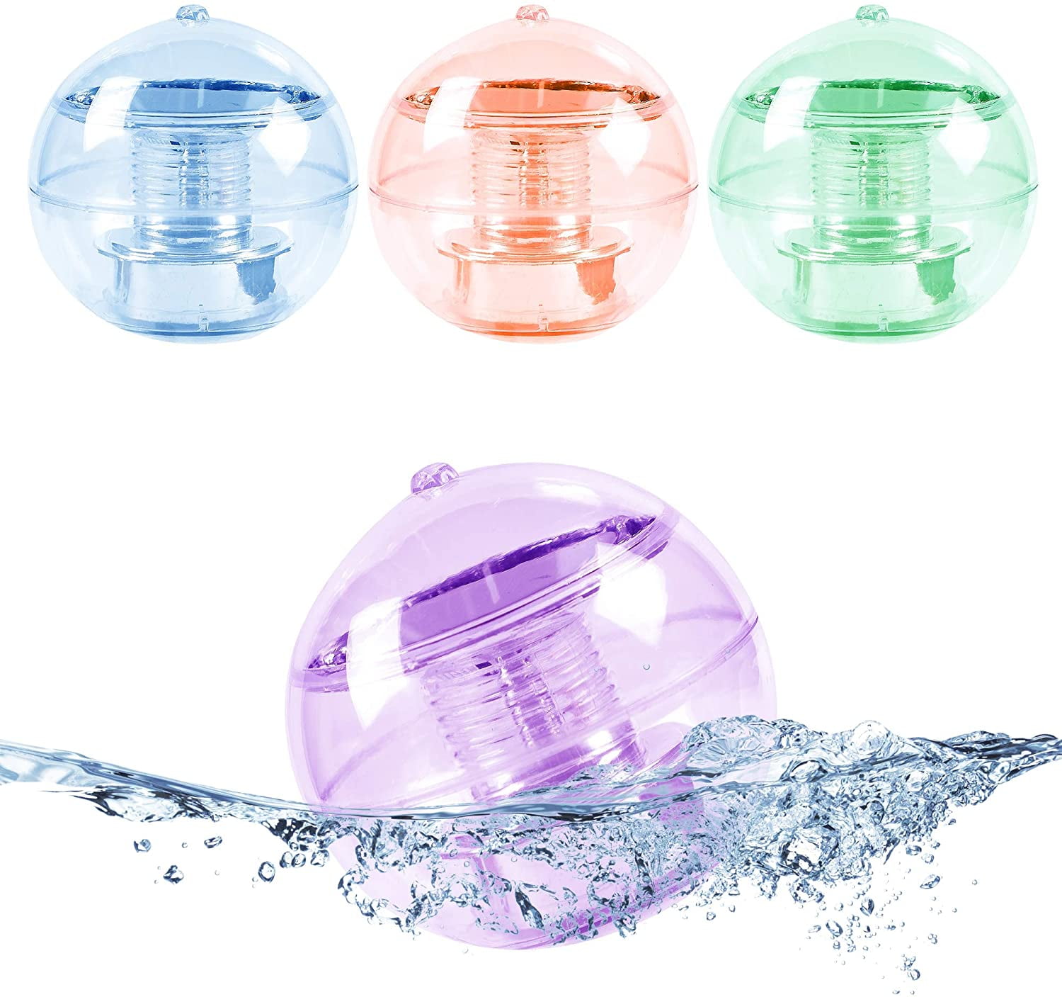 4 Pack Solar Floating Ball Lights, RGB Color Changing, Wireless LED ...