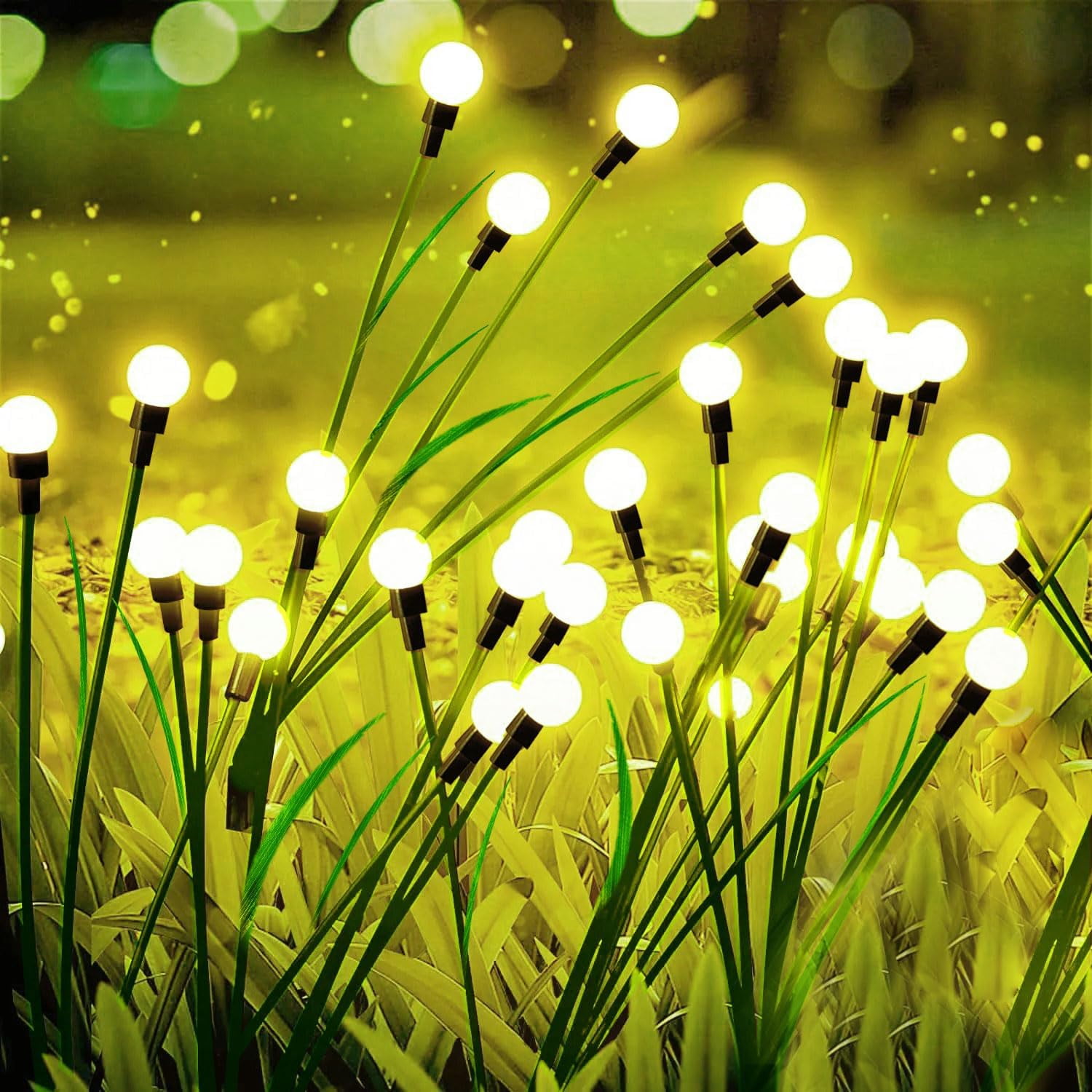 4 Pack Solar Garden Lights,2 Lighting Modes Waterproof Firefly Lights ...
