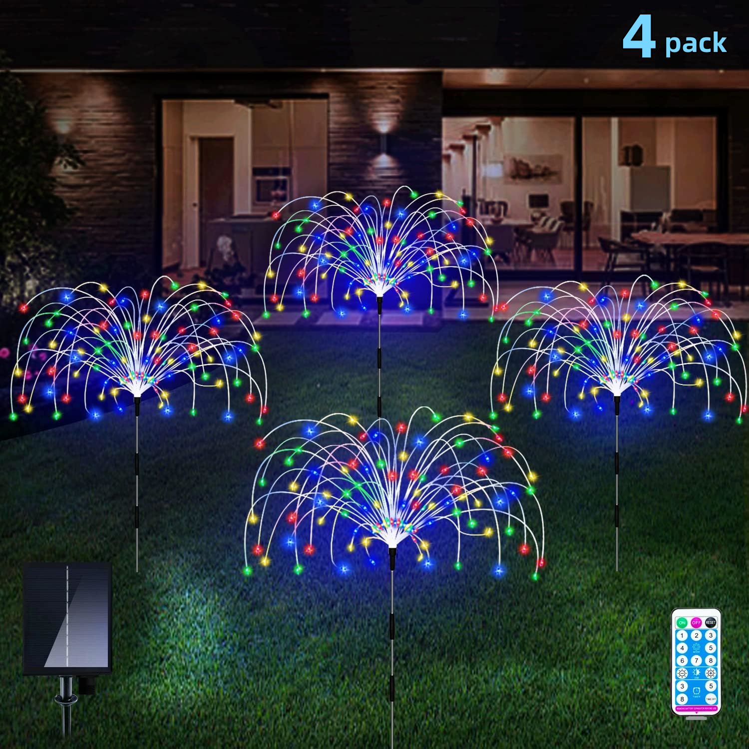 UCACA 4 Pack Solar Garden Firework Lights, 120 LED, Waterproof Outdoor ...