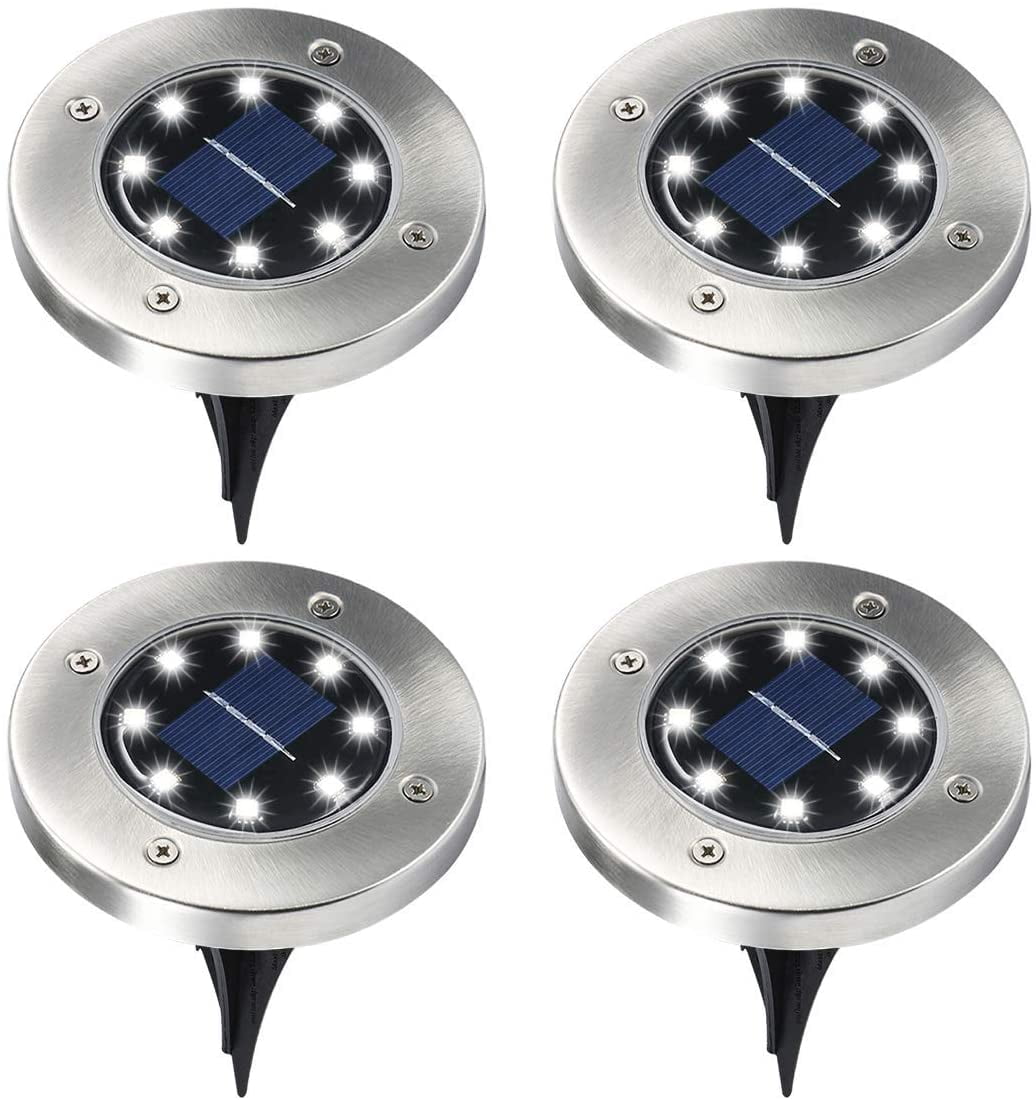 4 Pack Solar Garden Lights,Flat Solar Lights- 8 Led Solar Out light ...