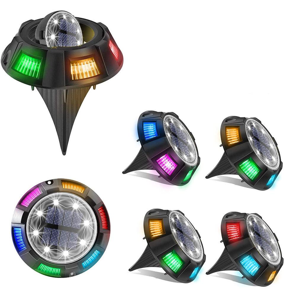 4 Pack Solar Garden Lights LED Color Changing Floor Lights, Disc Lights ...