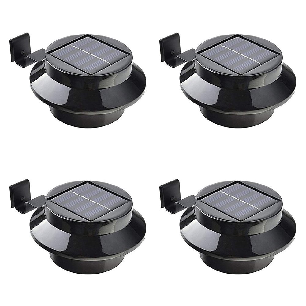 4 Pack Solar Gutter LED Lights-White/Black Solar Night Lights Wall ...