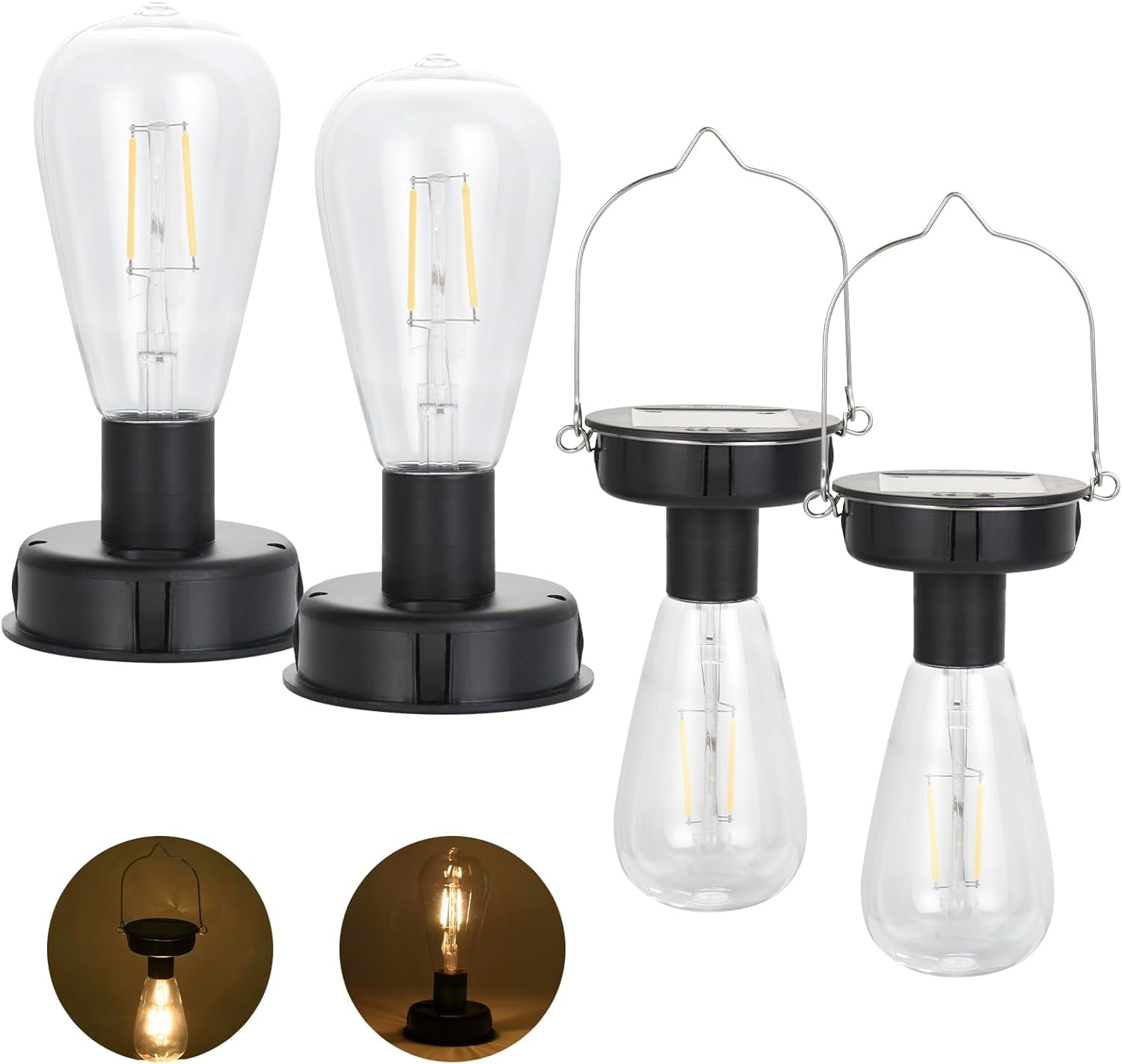 4 Pack Solar Hanging Lights Replacement Top with Bulb 3.15 Inch Solar ...