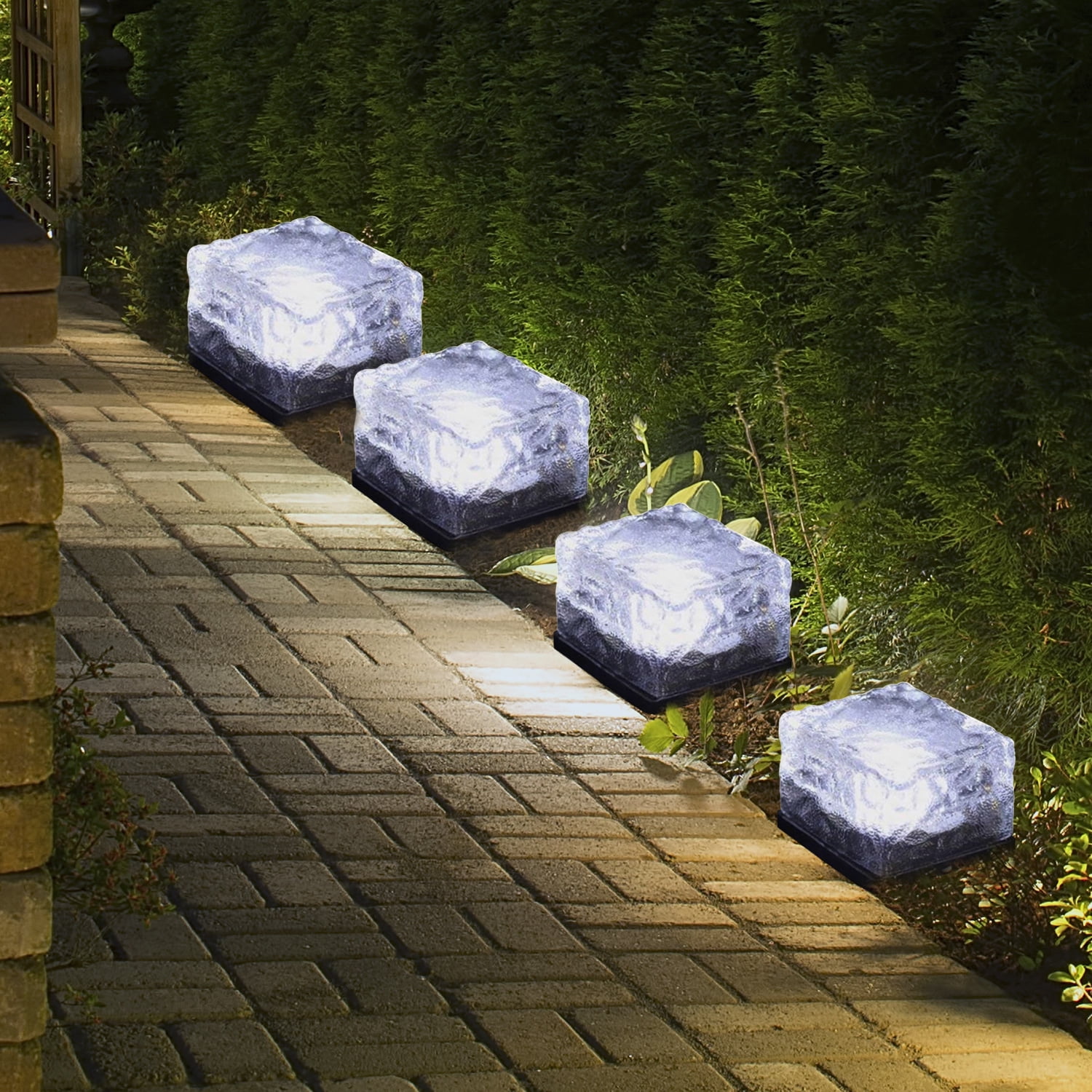 4 Pack Solar Ice Cube Shaped Light,Frosted Glass Buried Landscape Light ...