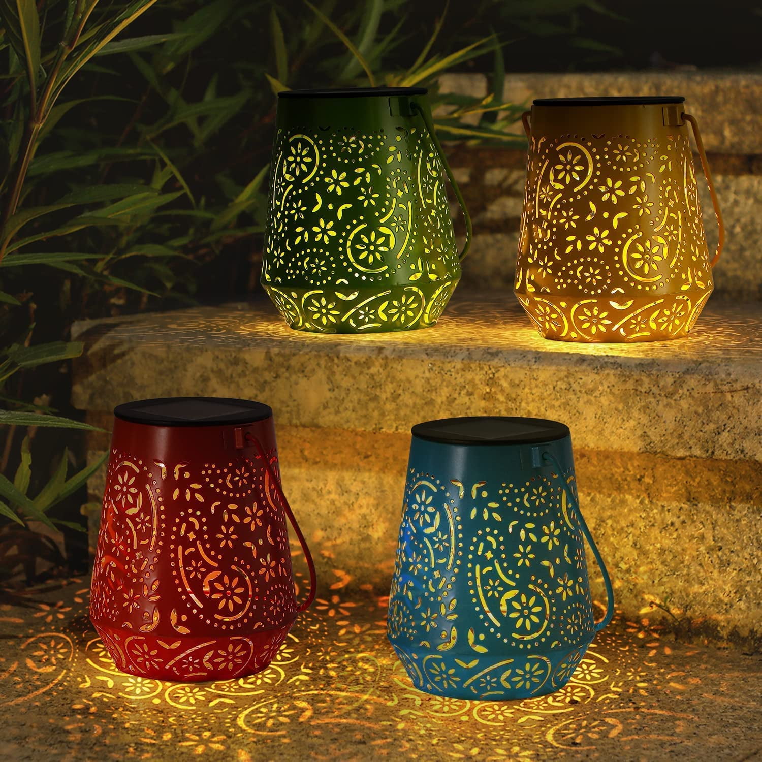4 Pack Solar Lanterns Outdoor Garden Decor - Solar Lights Decorative ...