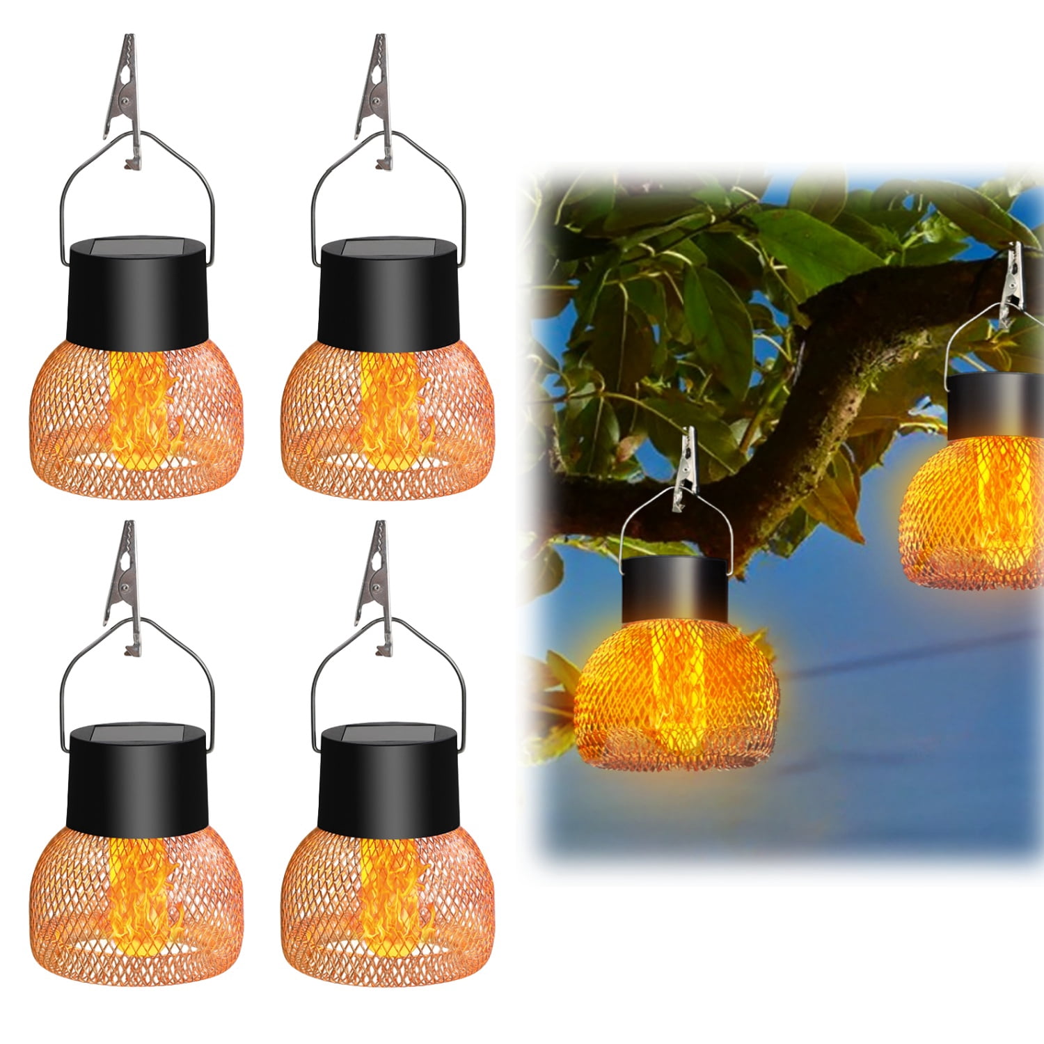 4 Pack Solar Lanterns for Outside,Solar Hanging Lights Outdoor ...